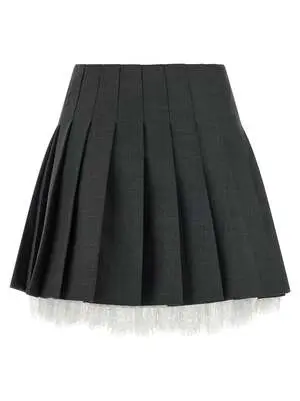 SELF-PORTRAIT Pleated Mini Skirt - Gray