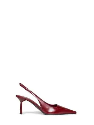 Prada Calzature Burgundy Brushed Leather Slingback Pumps - Multicolor