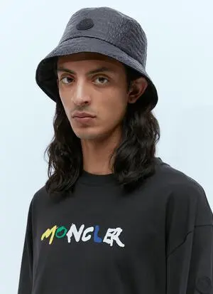 Moncler Logo Patch Bucket Hat - Black