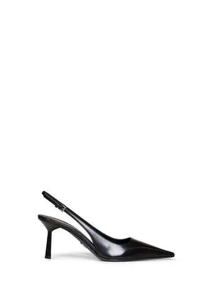 Prada Calzature Black Brushed Leather Slingback Pumps - Multicolor