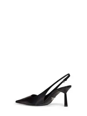 Prada Calzature Black Brushed Leather Slingback Pumps - Multicolor