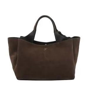 TOD'S Mini Suede Handbag With T Timeless Pendant - Brown