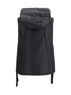 Max Mara Hooded Padded Vest In Water Repellent Canvas - Black