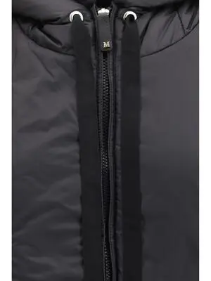 Max Mara Hooded Padded Vest In Water Repellent Canvas - Black