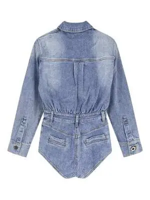 SELF-PORTRAIT Denim Playsuit