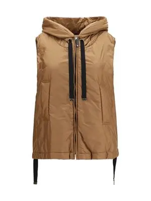 Max Mara Hooded Padded Vest In Water Repellent Canvas - Brown
