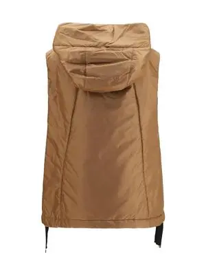 Max Mara Hooded Padded Vest In Water Repellent Canvas - Brown