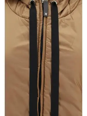 Max Mara Hooded Padded Vest In Water Repellent Canvas - Brown