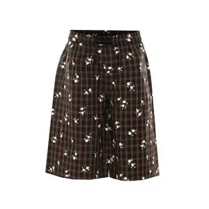 GANNI Printed Check Bermuda Shorts - Brown