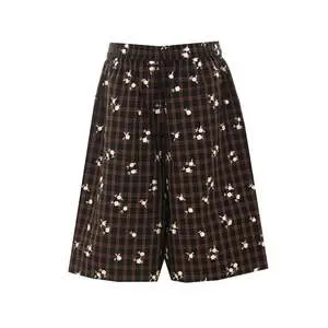 GANNI Printed Check Bermuda Shorts - Brown