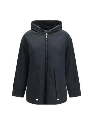 Max Mara Reversible Padded Parka In Radzmir And Water Repellent Canvas - Black