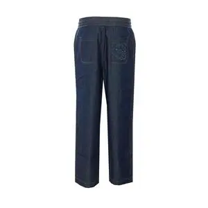 Loewe Anagram Logo Drawstring Denim Pants - Blue