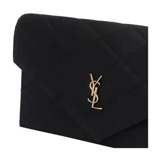 Saint Laurent Satin Paris Wallet With Chain - Black