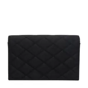 Saint Laurent Satin Paris Wallet With Chain - Black