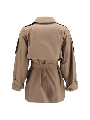 Max Mara Short Water Repellent Twill Trench Coat - Brown