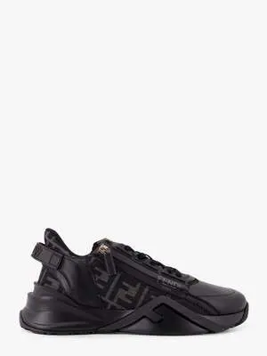 Fendi Leather Flow Sneakers With Ff Jacquard Fabric Inserts - Multicolor