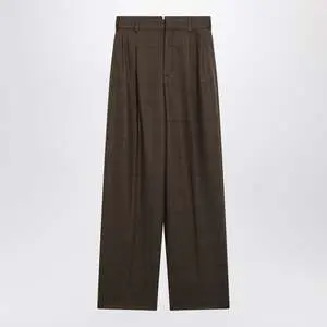 Loro Piana Brown Check-pattern Trousers In Wool And Cashmere - Multicolor