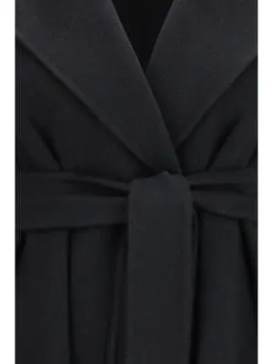 Max Mara Long Robe Coat In Wool, Cashmere And Silk - Black