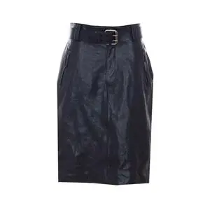 Saint Laurent Belted Leather Pencil Skirt - Black