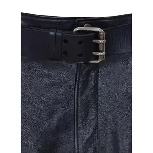 Saint Laurent Belted Leather Pencil Skirt - Black
