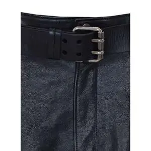 Saint Laurent Belted Leather Pencil Skirt - Black