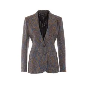 Etro Jacquard Single-breasted Jacket In Cotton Blend With Paisley Pattern - Multicolor