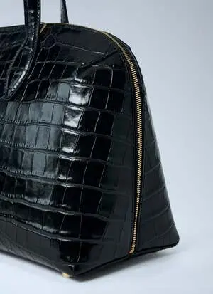 TOTEME Croc-embossed Leather Day Tote Bag - Black