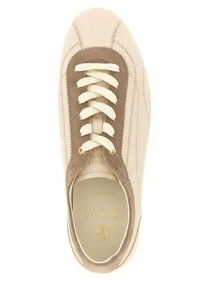 Brunello Cucinelli Slim Leather Sneakers - Cream