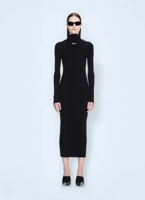 Off-White Ribbed Midi Dress - Black