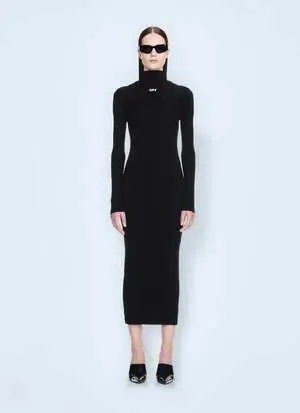 Off-White Ribbed Midi Dress - Black
