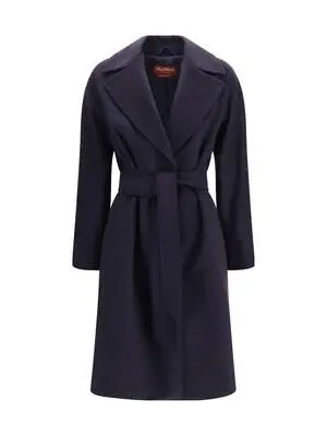 Max Mara Wool Coat With Peak Lapels - Blue