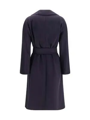 Max Mara Wool Coat With Peak Lapels - Blue