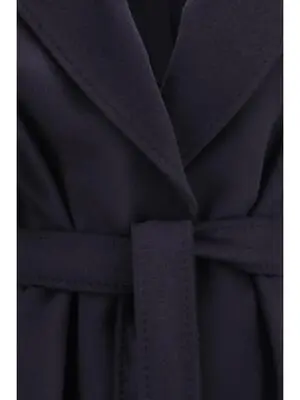 Max Mara Wool Coat With Peak Lapels - Blue