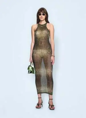 Off-White Crocodile Mesh Racer Dress