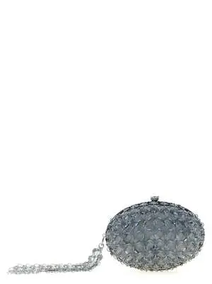 SELF-PORTRAIT Crystal Chain Clutch - Gray