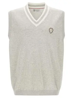Brunello Cucinelli Brunello Cucinelli Men Heraldic Logo Vest Gray