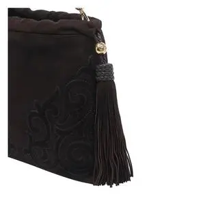 Etro Medium Suede Kalispera Bag With Tassels - Black
