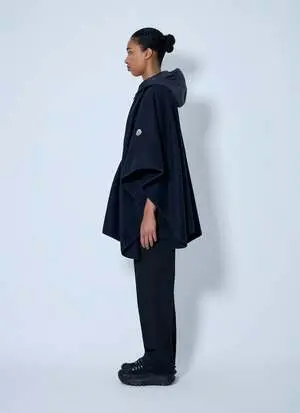 Moncler Hooded Cape With Belted Waist - Blue