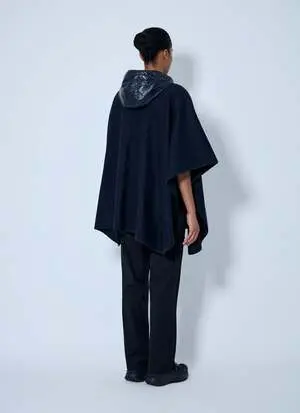 Moncler Hooded Cape With Belted Waist - Blue