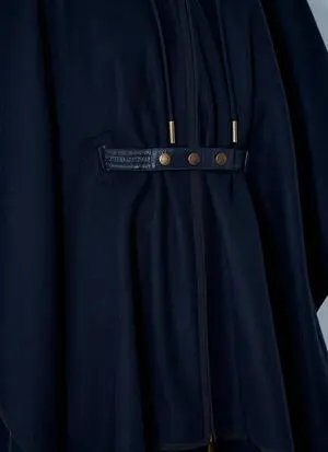 Moncler Hooded Cape With Belted Waist - Blue