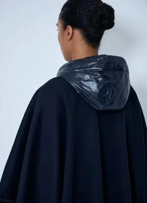 Moncler Hooded Cape With Belted Waist - Blue