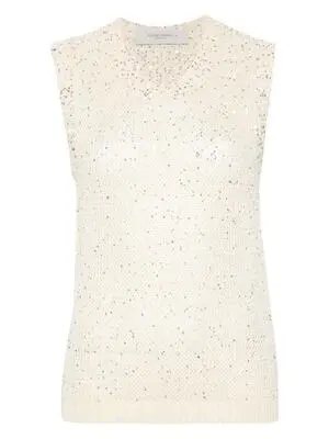 GOLDEN GOOSE Melyssa Top With Sequins - Cream