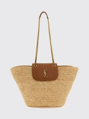 Saint Laurent Manon Mini Bag In Woven Raffia With Monogram - Multicolor