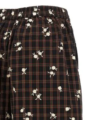 GANNI Check Flower Bermuda Shorts - Brown