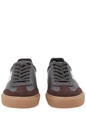 BOSS Leather Sneakers With Logo And Laces - Brown