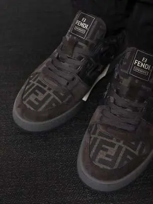 Fendi Match Sneakers In Ff Jacquard Fabric And Suede