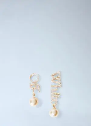 Off-White Strass And Pearl Logo Earrings