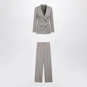 Tagliatore Double-breasted Taupe Suit In Wool And Cashmere - Cream