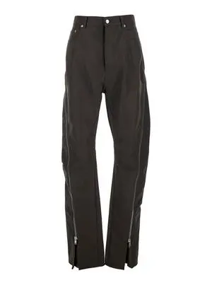 Rick Owens Bolan Banana Pants With Zip Details In Stretch Cotton For - Brown