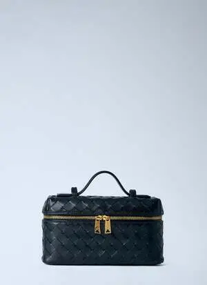 Bottega Veneta Intrecciato Leather Vanity Case - Black